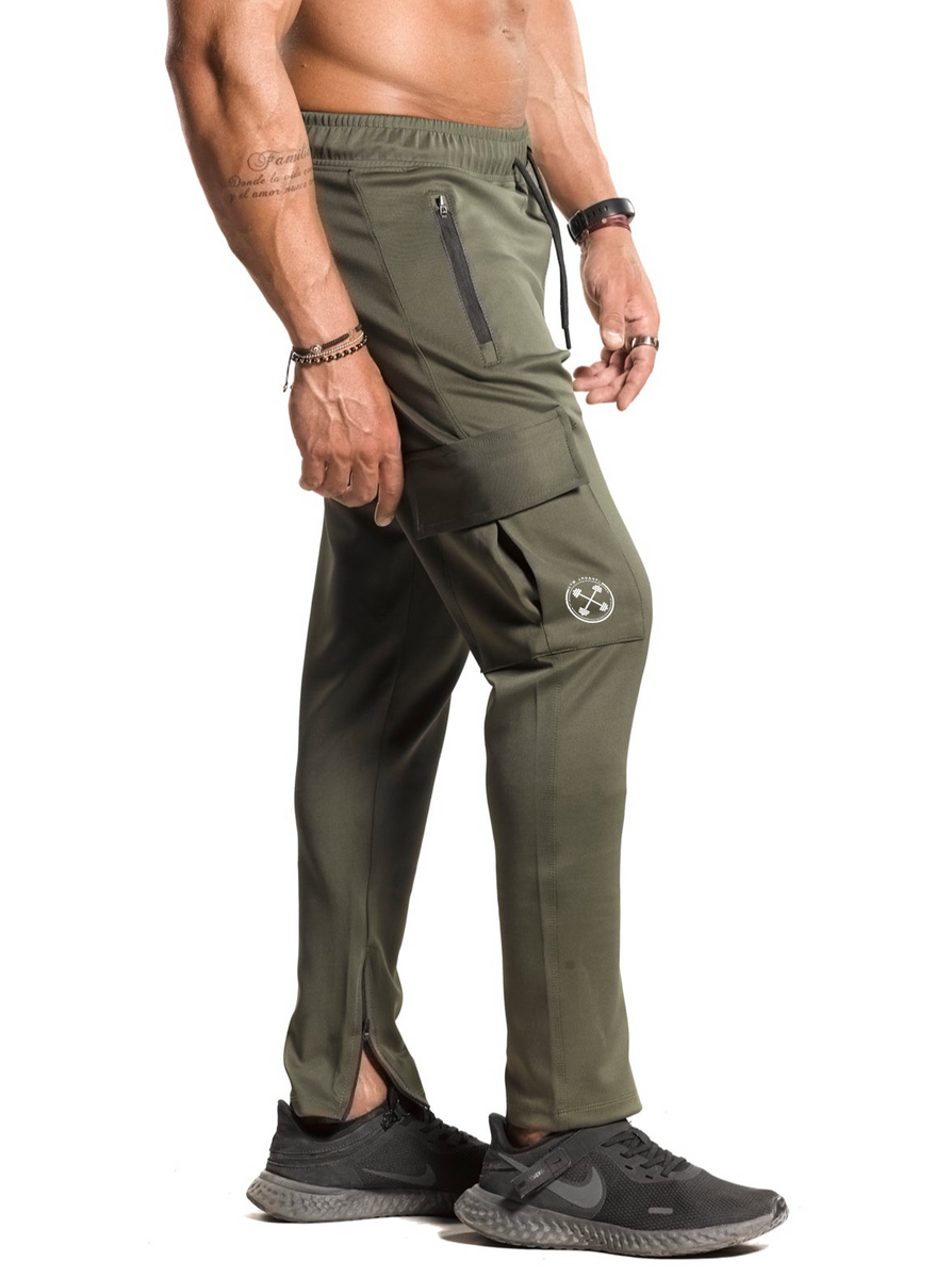 Tapered Cargo Zip Joggers - UPG [Olive Green] – Gym Apparel Egypt